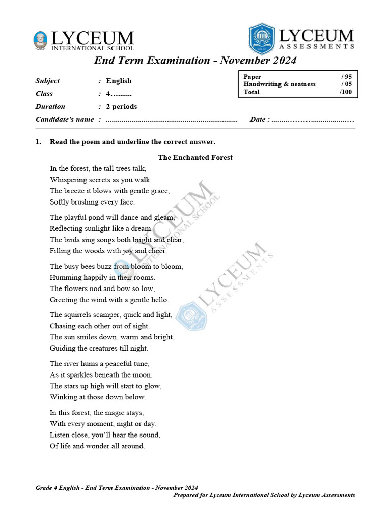 Grade - 4 English | PDF