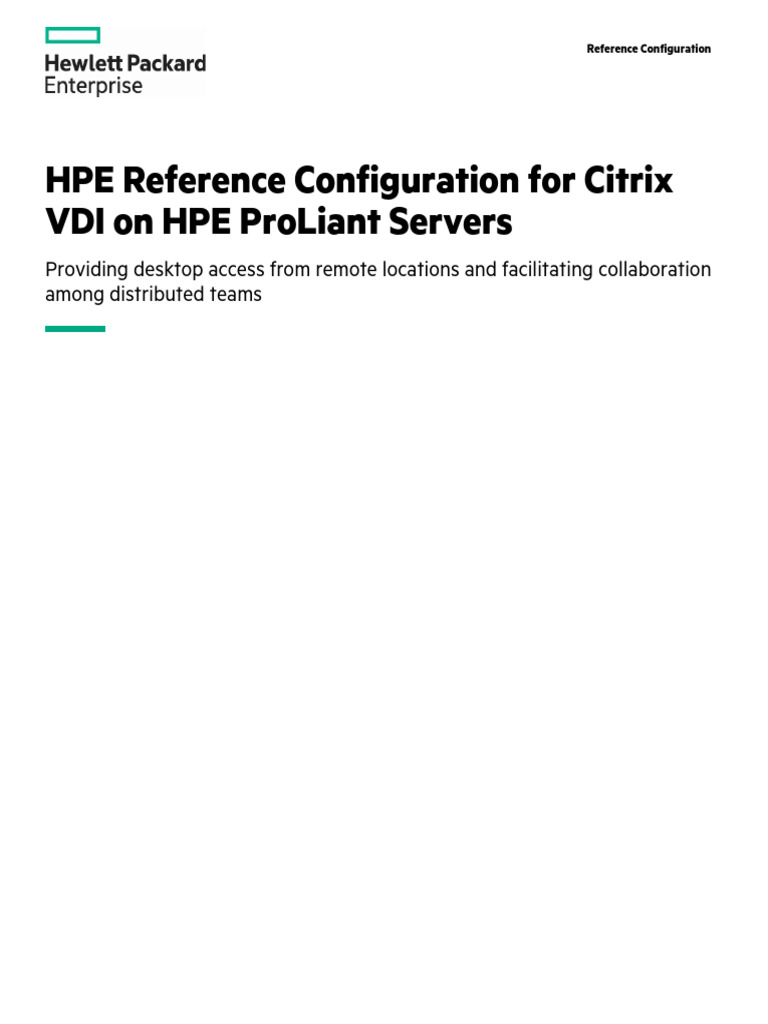 HPE Reference Configuration for Citrix | PDF | Citrix Systems | Virtualization