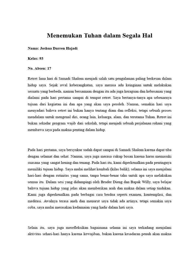 Refleksi Spiritual Retret Lima Hari | PDF