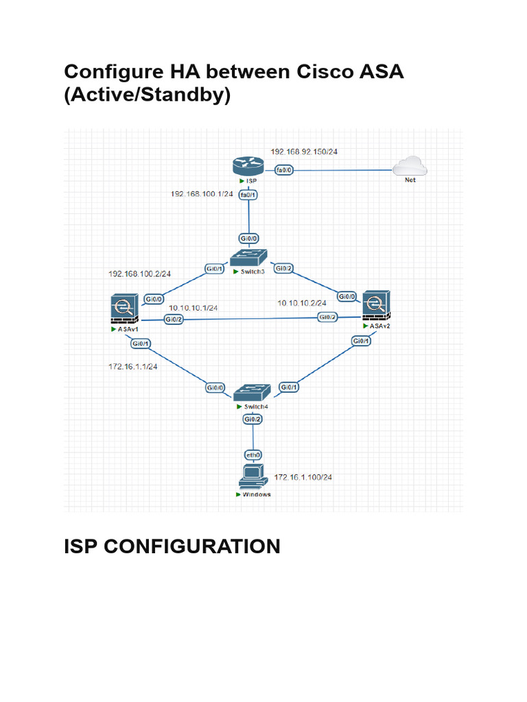 Configure HA Between Cisco ASA (Active_Standby) | PDF | Ip Address ...