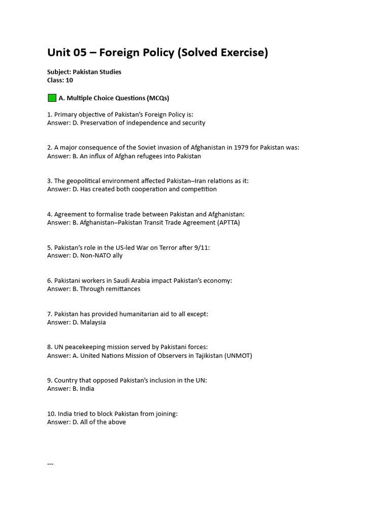Pakistan's Foreign Policy Overview and Impact | PDF | Pakistan ...