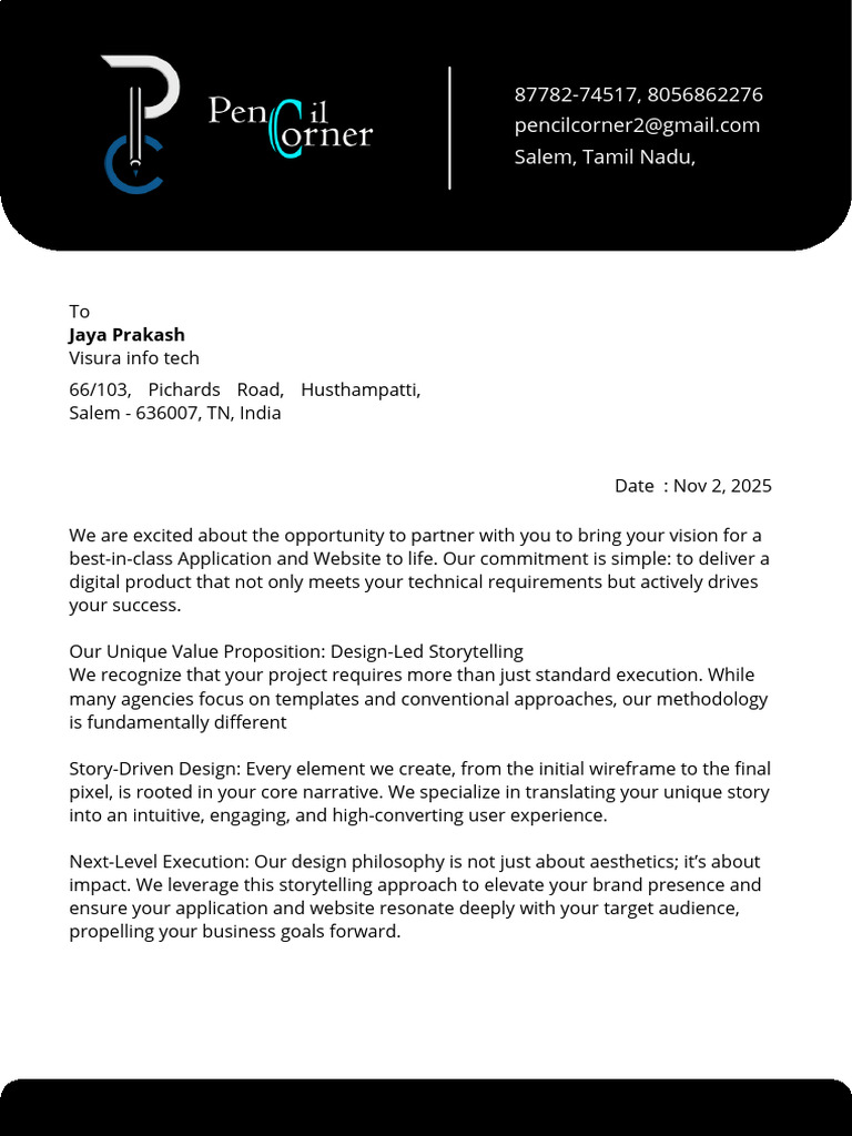 Proposal Letter by Pencil Corner | PDF | Web Development | Information ...