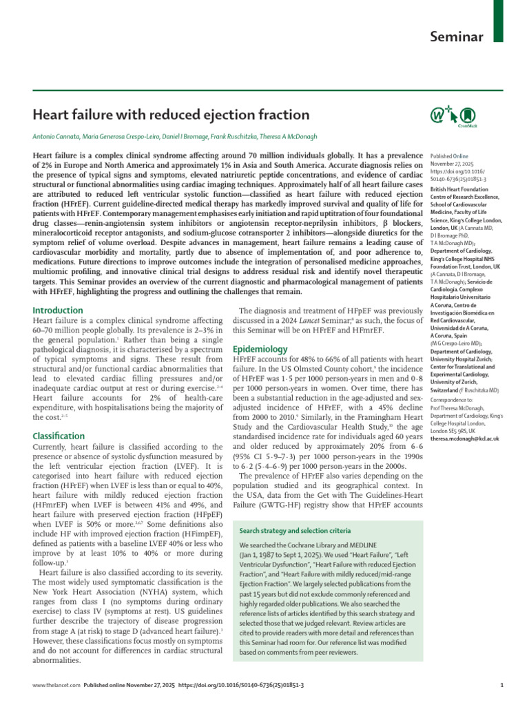 HFrEF Management and Diagnosis Overview | PDF | Heart Failure ...
