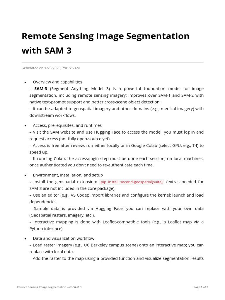 SAM-3 Remote Sensing Image Segmentation | PDF | Image Segmentation | Graphics Processing Unit