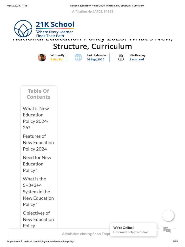 NEP 2025: Key Changes and Curriculum Insights | PDF | Teachers | Cognition