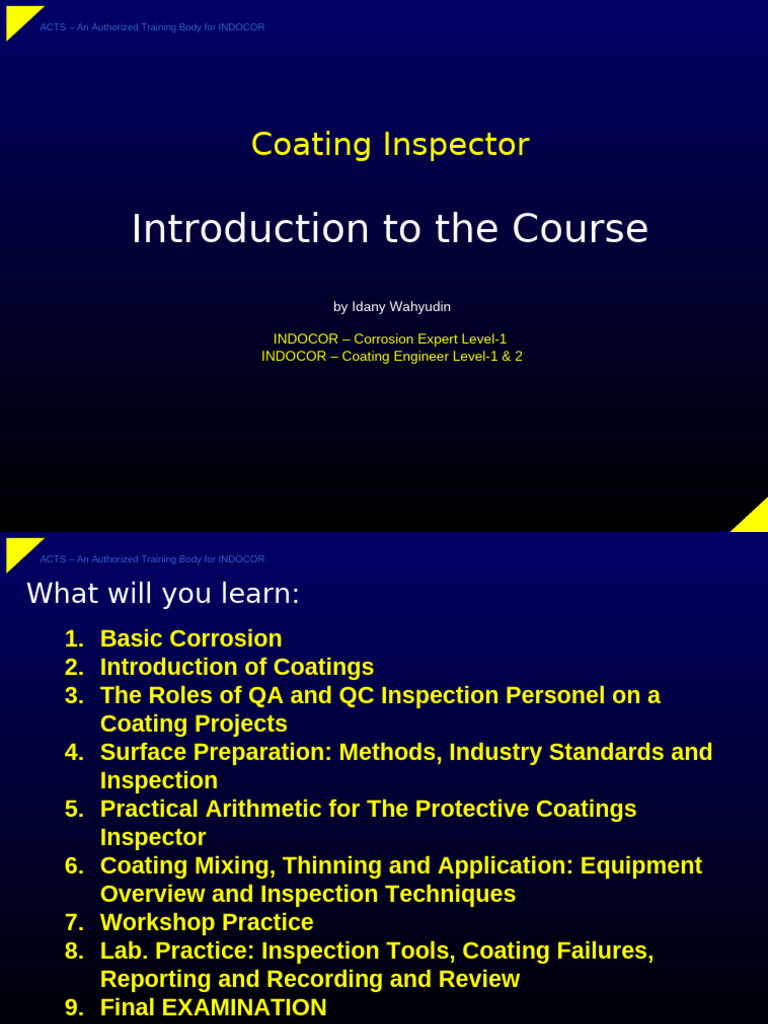INDOCOR Coating and Corrosion Training | PDF | Coating | Materials