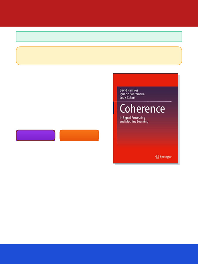Coherence: In Signal Processing and Machine Learning Ramírez ebook core ...