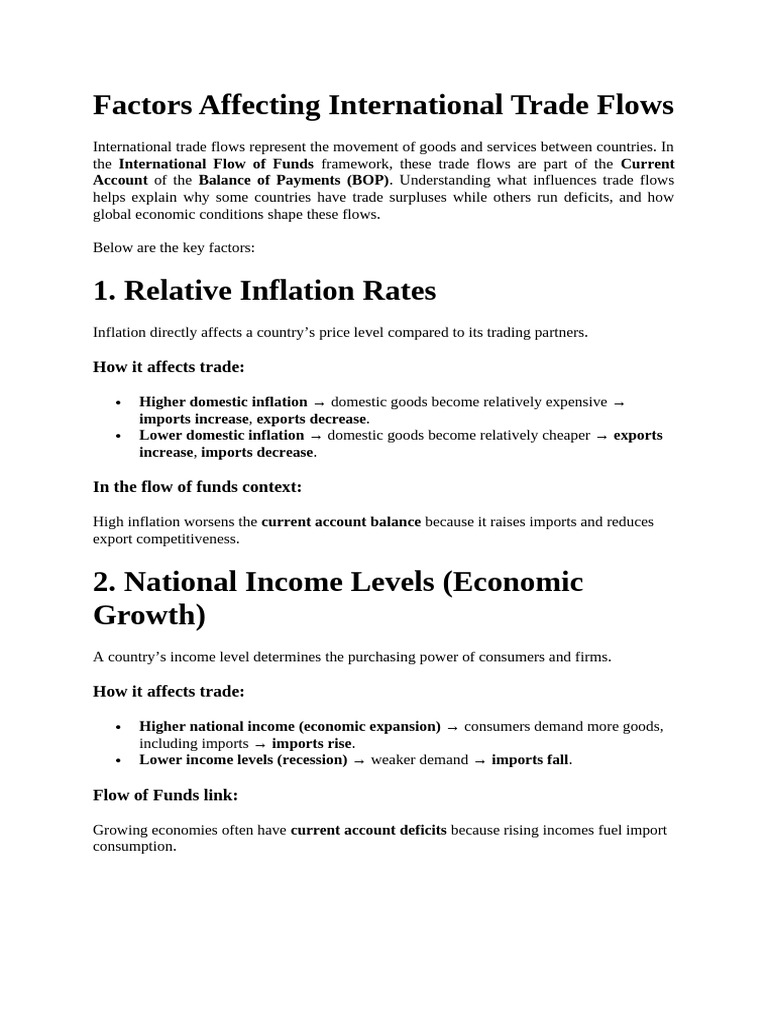 Factors Affecting International Trade Flows | PDF | Exports | Currency ...