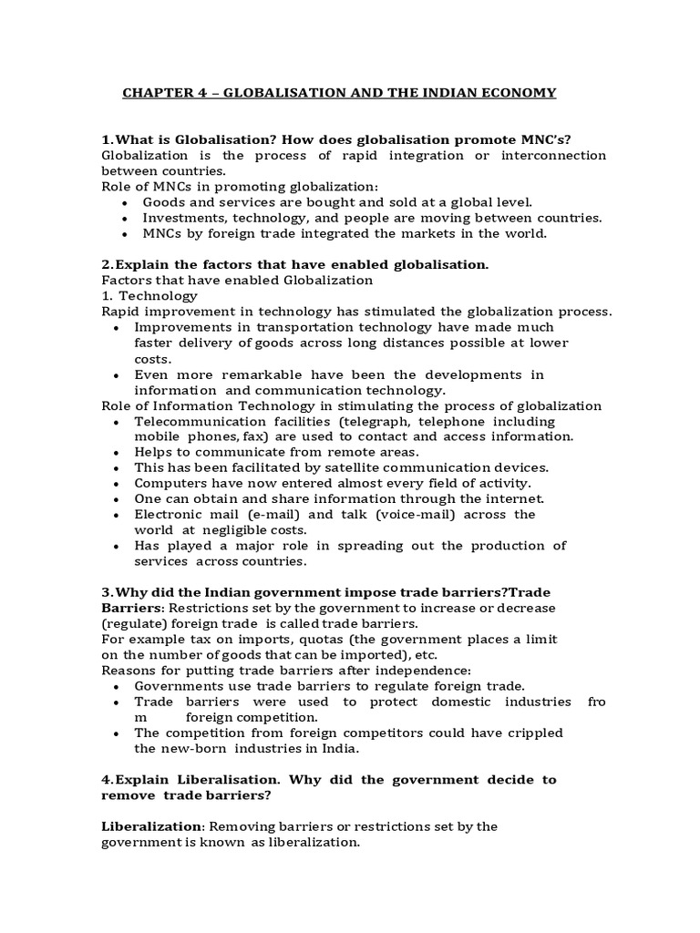 Globalisation and the Indian Economy | PDF | Globalization | World ...