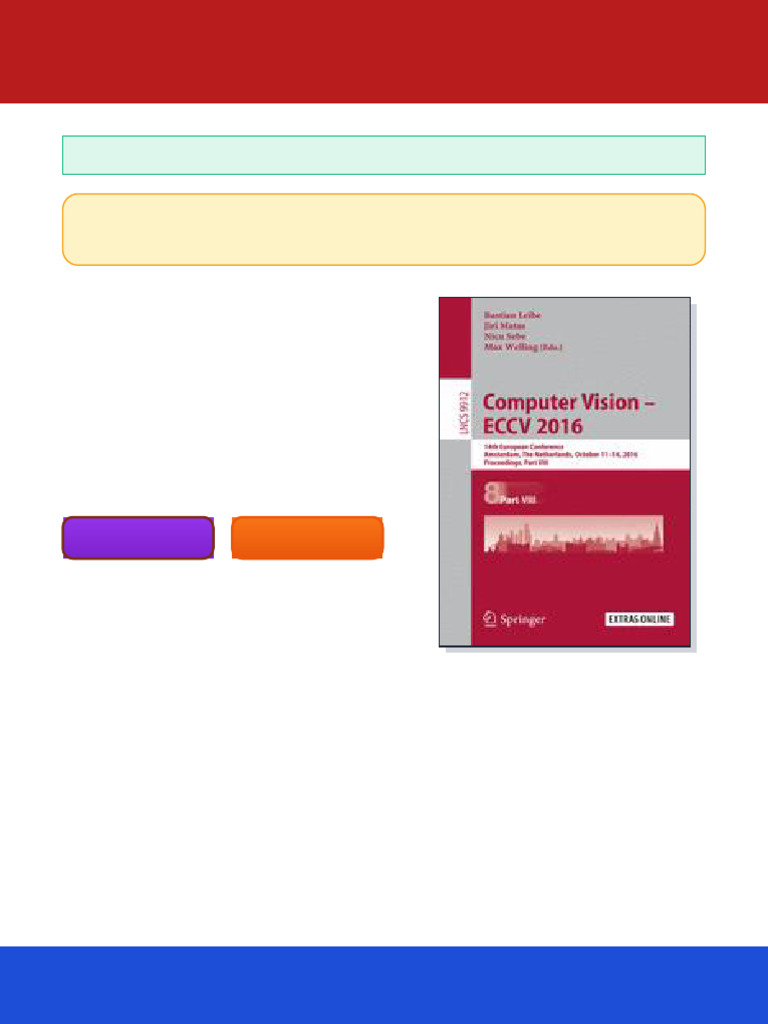 Computer Vision ECCV 2016 14th European Conference Amsterdam The Netherlands October 11 14 2016 ...
