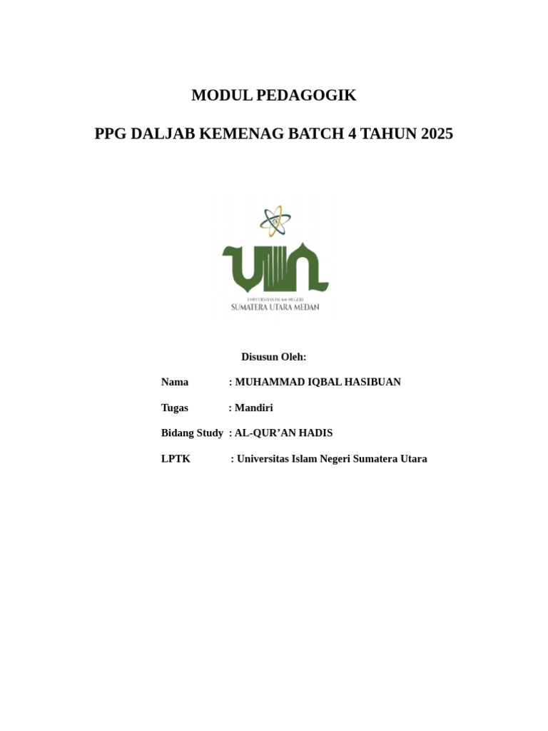 Tugas Mandiri Modul - 1 Quran Hadis | PDF