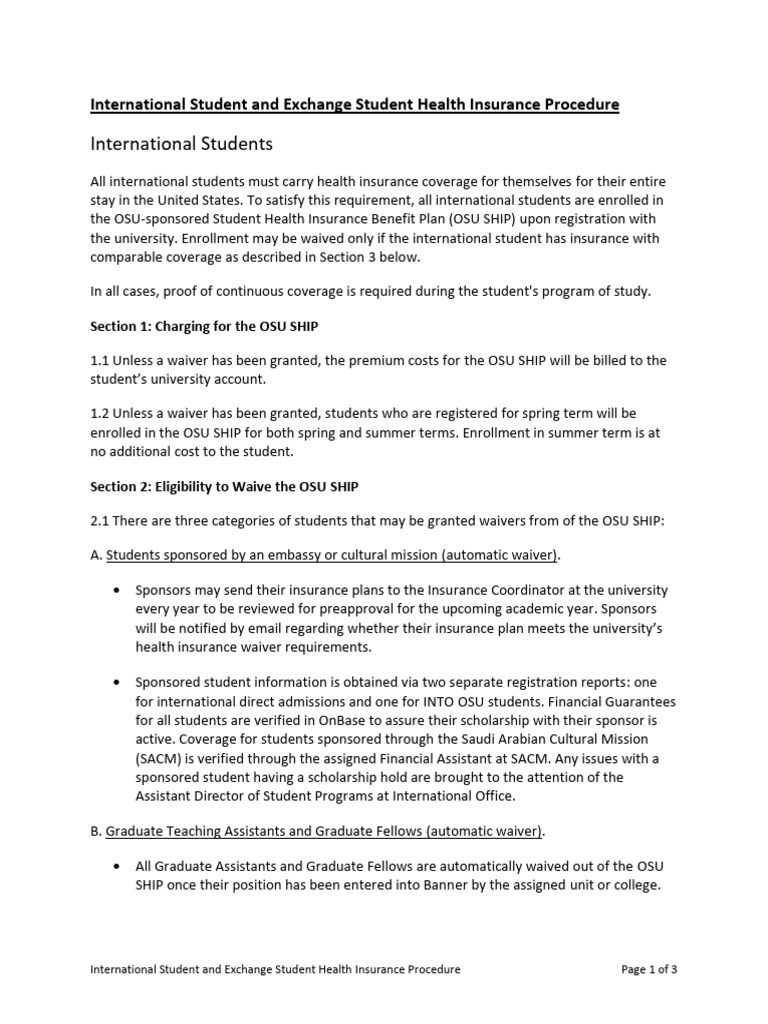 International Student Health Insurance Guide | PDF | Insurance ...