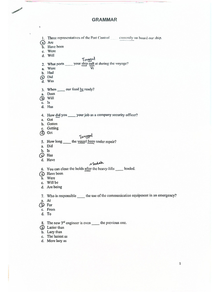 Grammar (Key) | PDF