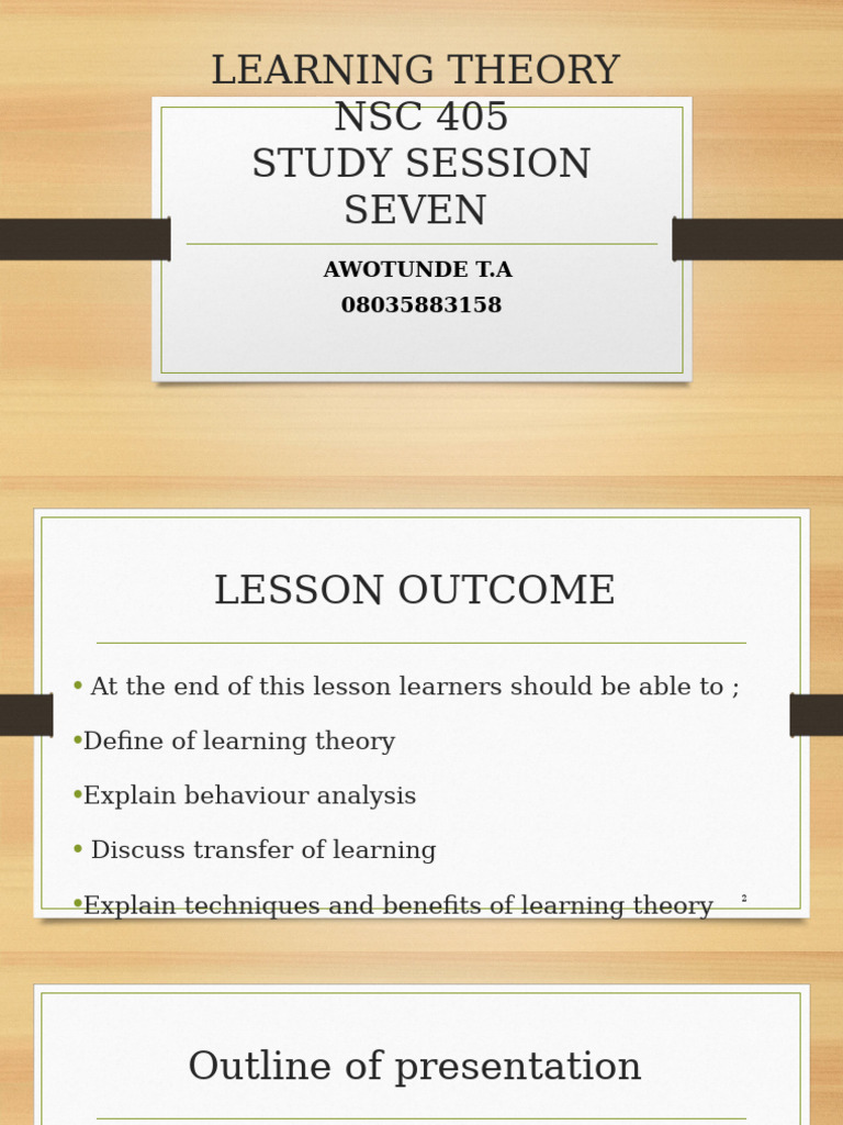 NSC 405 Session 7 | PDF | Behaviorism | Learning Theory (Education)
