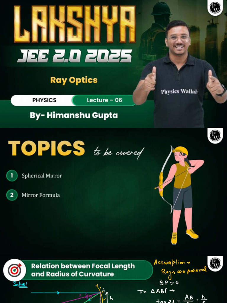 Ray Optics 06 - Class Notes - Lakshya JEE 2.0 2025 | PDF