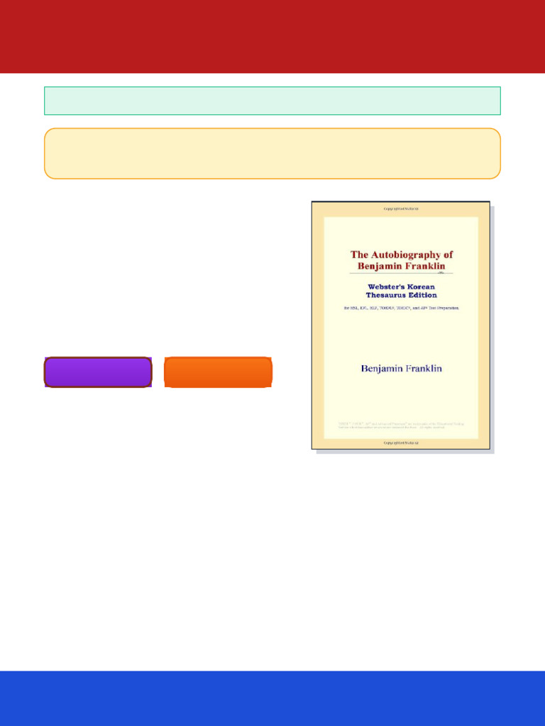 The Autobiography of Benjamin Franklin Webster S Korean Thesaurus ...