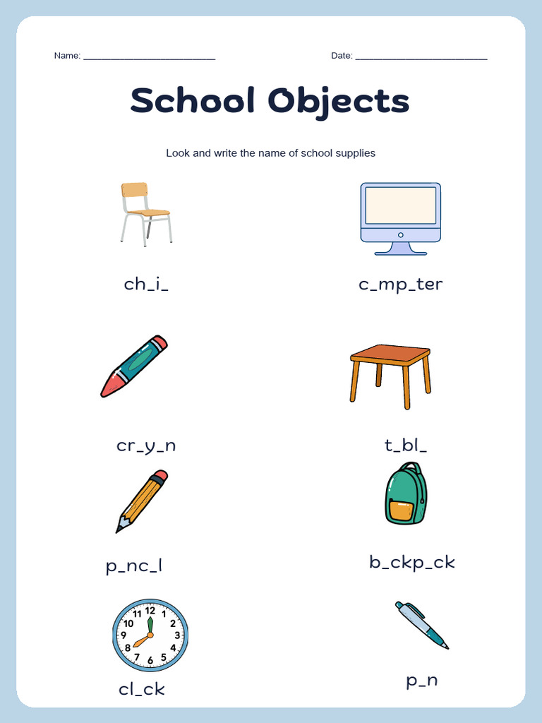 School Supplies Identification Worksheet | PDF | Chess Openings | Chess ...