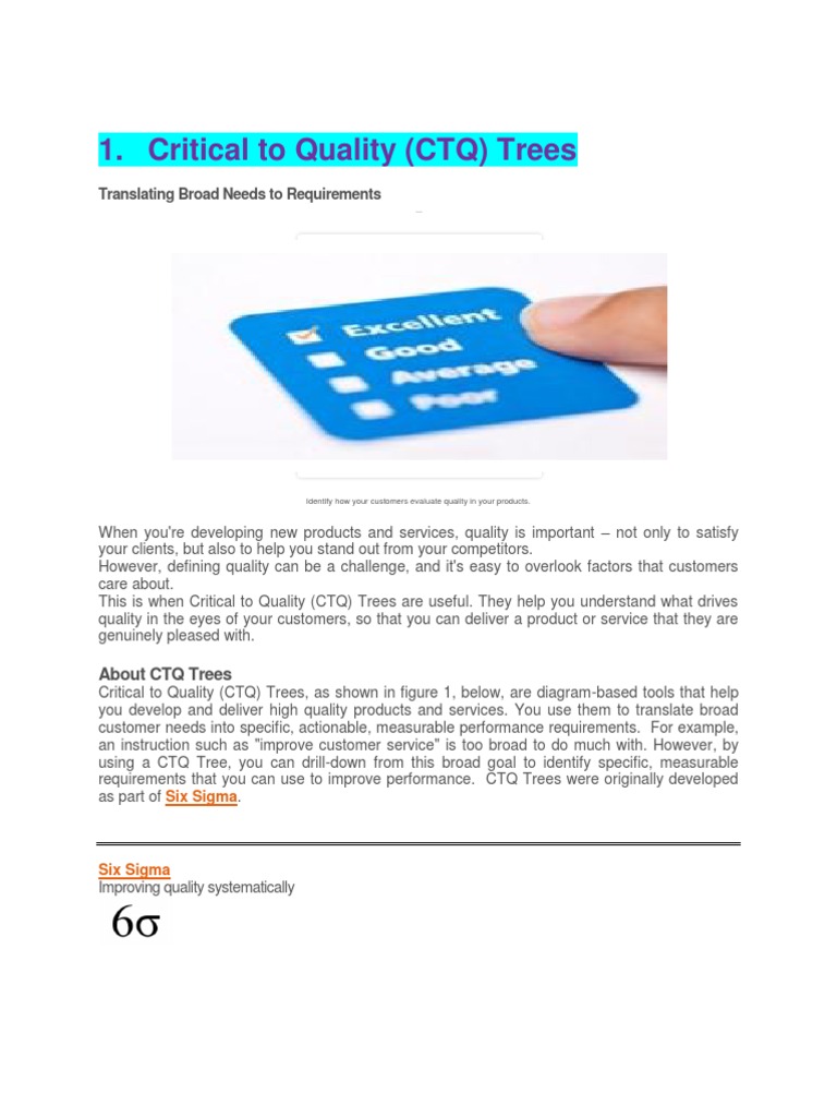 Critical To Quality (CTQ) Trees | PDF | Brainstorming | Swot Analysis