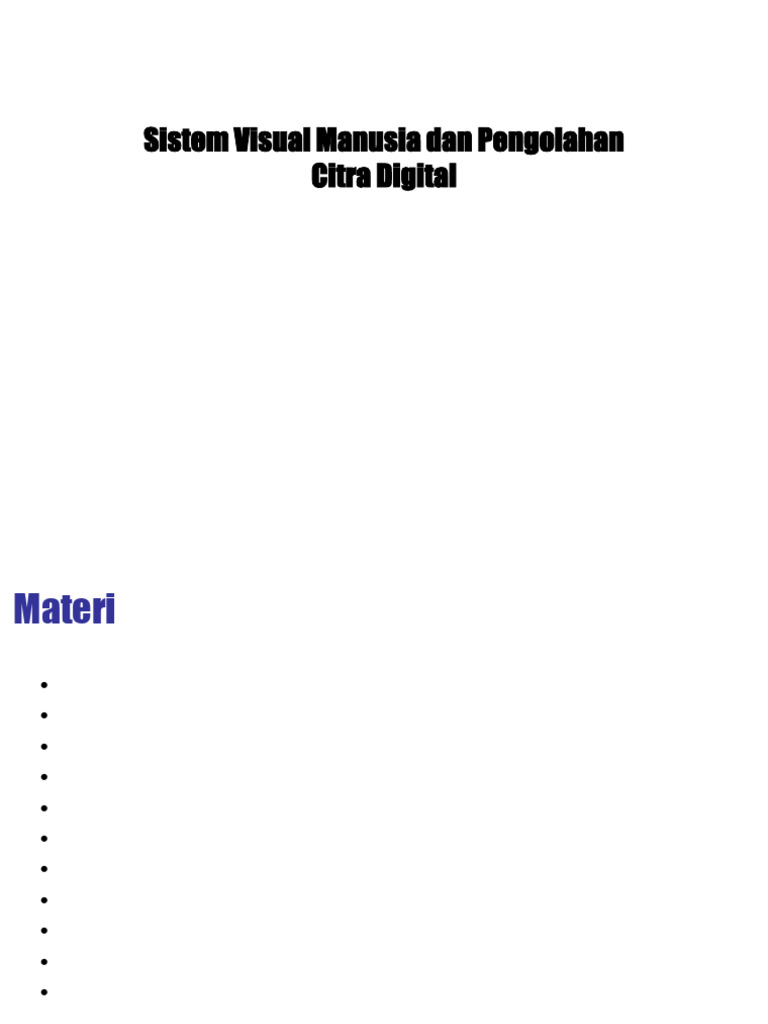 Sistem Visual Manusia dan Citra Digital | PDF