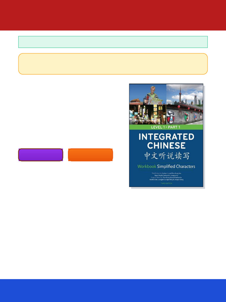 Integrated Chinese Level 1 Part 1 Workbook English Chinese Edition ...