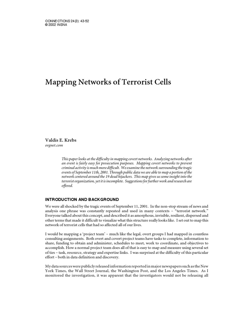 Mapping Networks of Terrorist Cells | PDF | Hijackers In The September ...