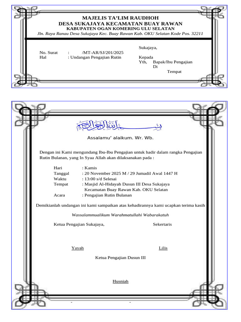 UNDANGAN PENGAJIAN | PDF