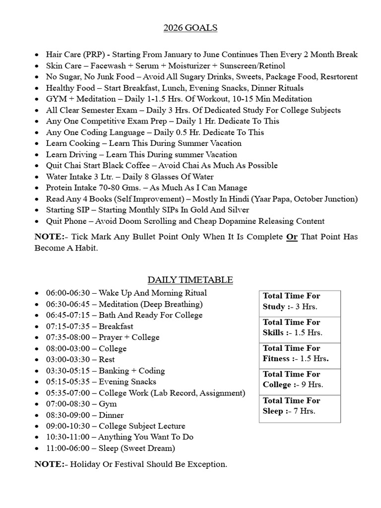 2026 Personal Development Goals Plan | PDF