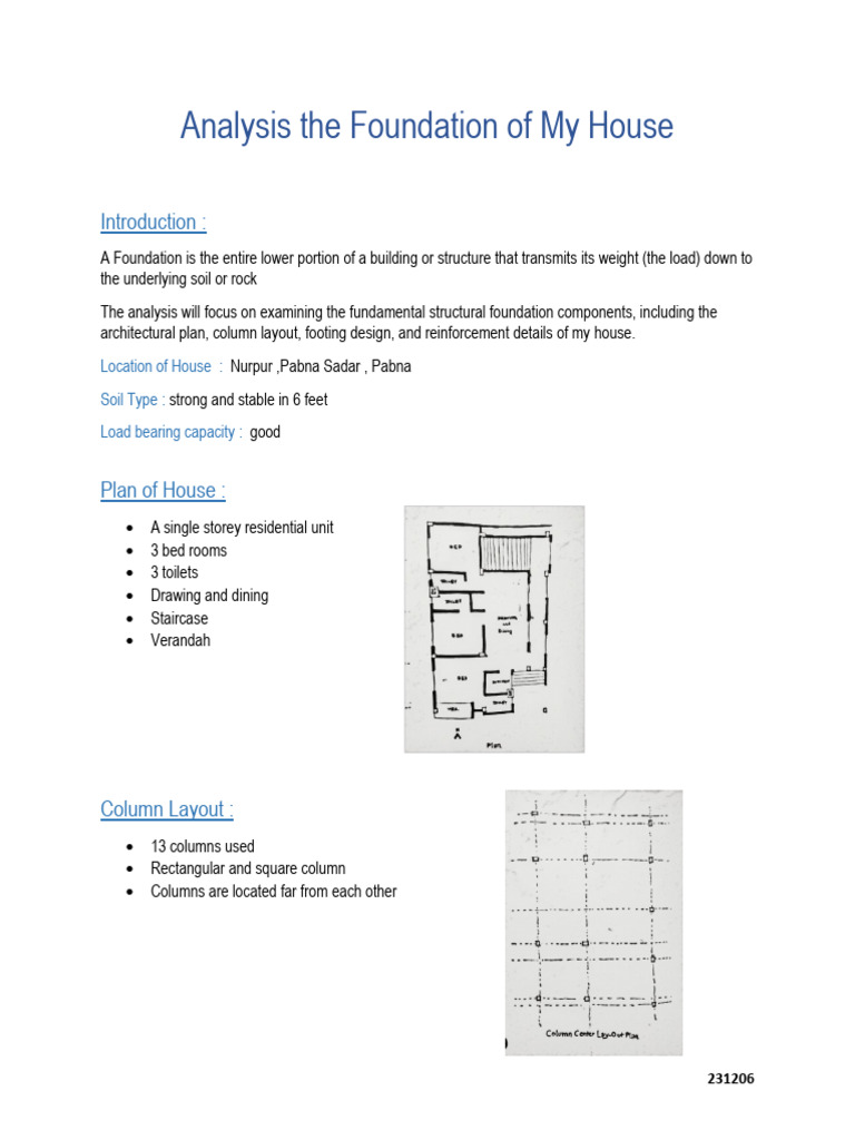 Foundation Analysis of My House | PDF | Foundation (Engineering) | Column