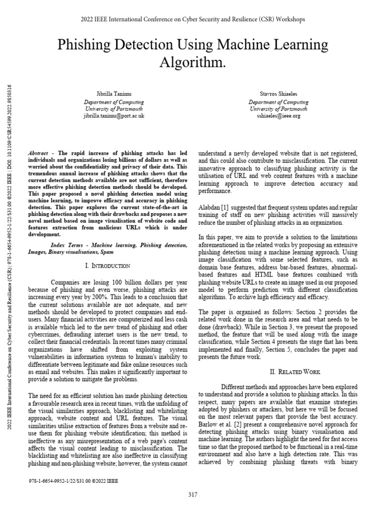 Phishing Detection Using Machine Learning Algorithm | PDF | Machine ...
