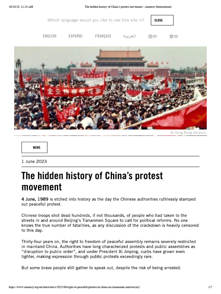 China’s Protest Movement History Revealed | PDF