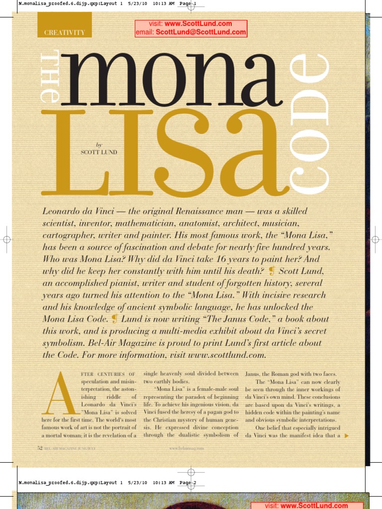 The Mona Lisa Code | PDF | Leonardo Da Vinci | Janus