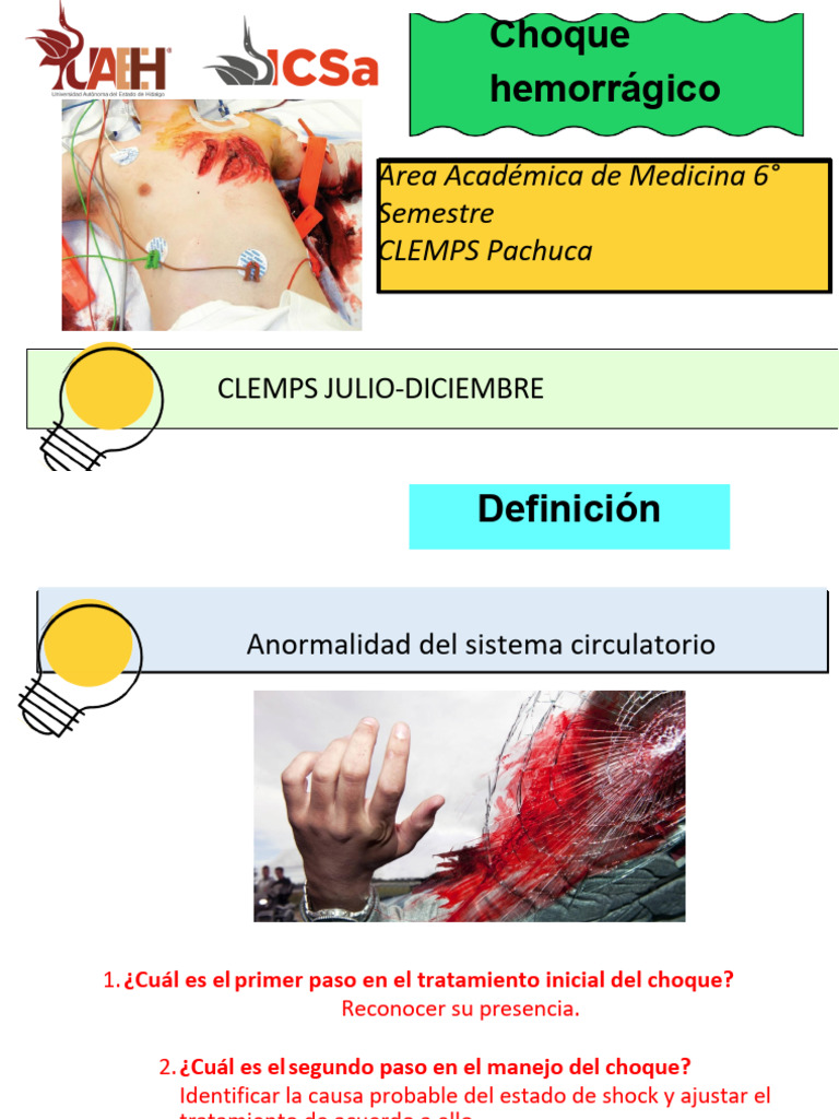 Manejo del Choque Hemorrágico en Trauma | PDF | Coagulación | Choque ...