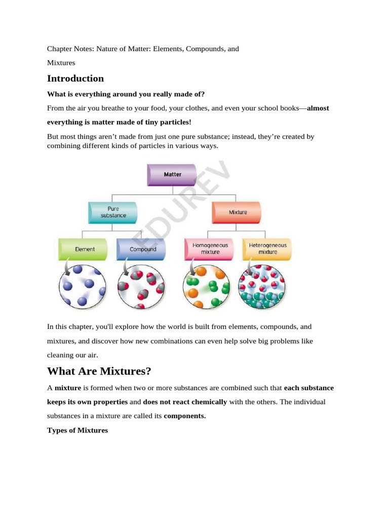 Mixtures vs. Pure Substances Explained | PDF | Mixture | Chemical ...