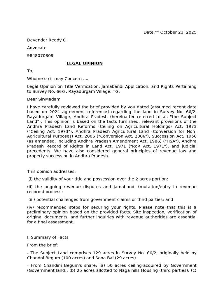 Legal Opinion 66 Final | PDF | Common Law | Justice
