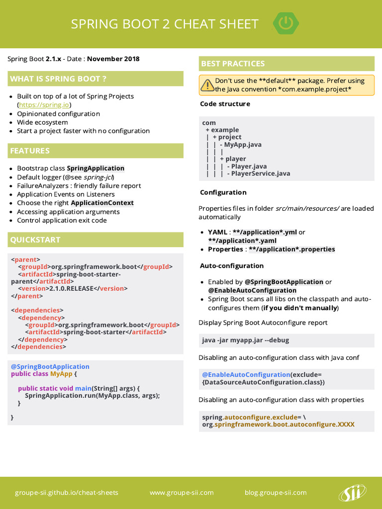 springboot cheetsheet | PDF | Spring Framework | Systems Architecture
