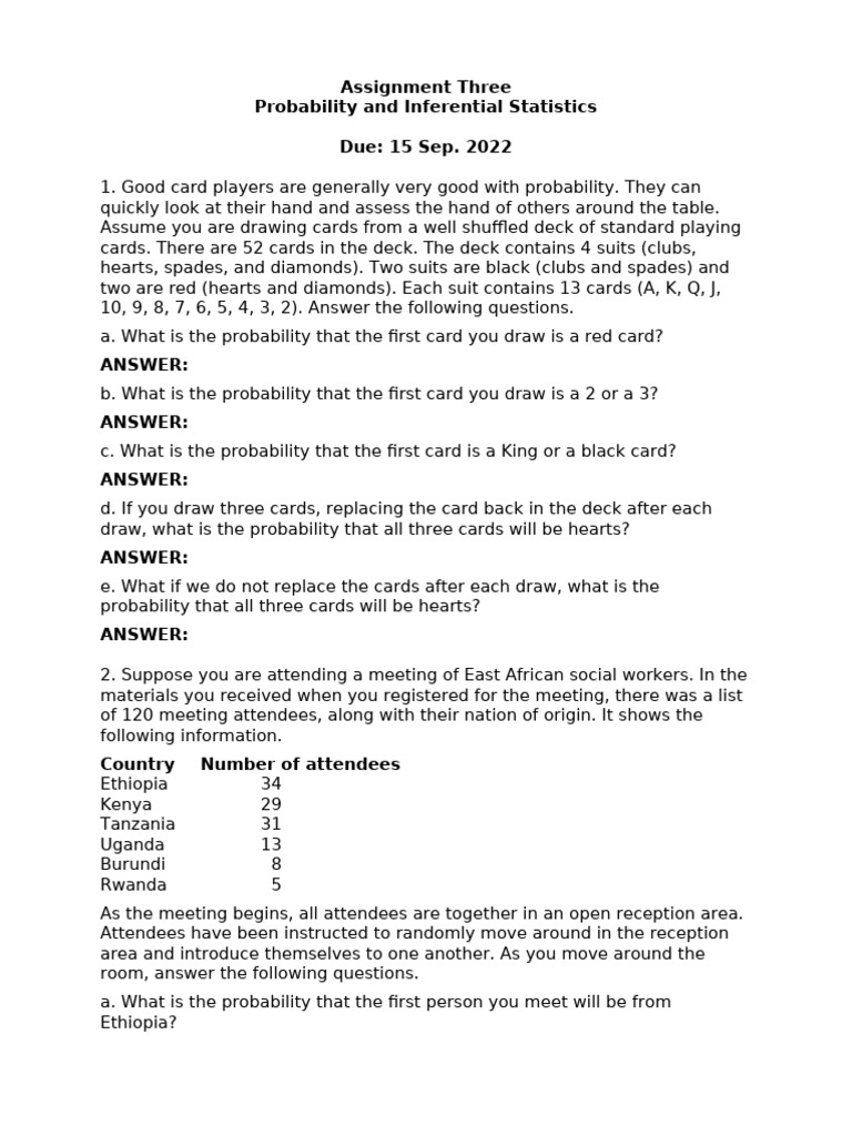 Probability and Statistics Assignment Guide | PDF | Sampling ...