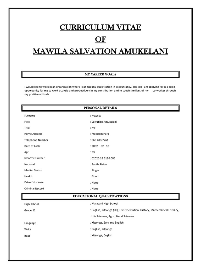 Mawila CV | PDF