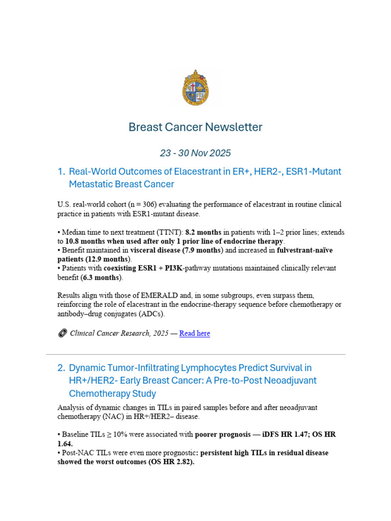 Breast Cancer Newsletter 1764578115 | PDF | Breast Cancer | Medical ...