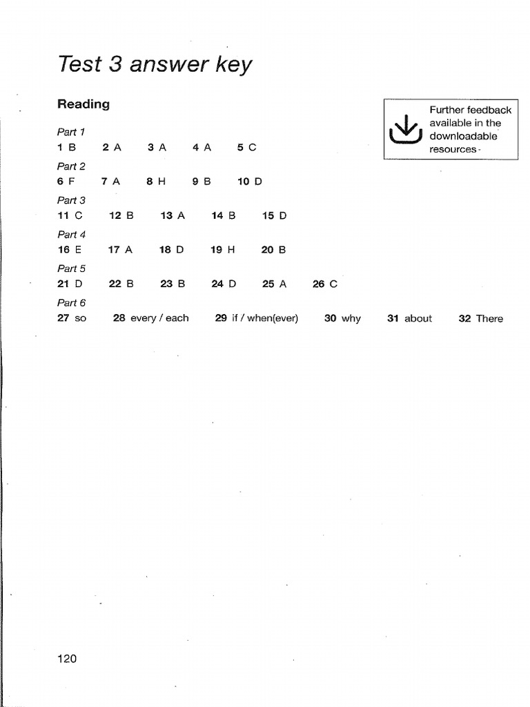 Preliminary 1 Answer Key Test 3 | PDF