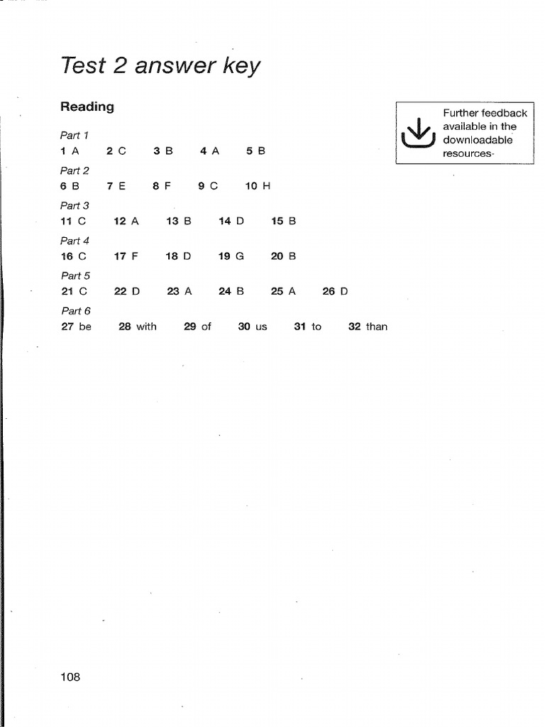 Preliminary 1 Answer Key Test 2 | PDF
