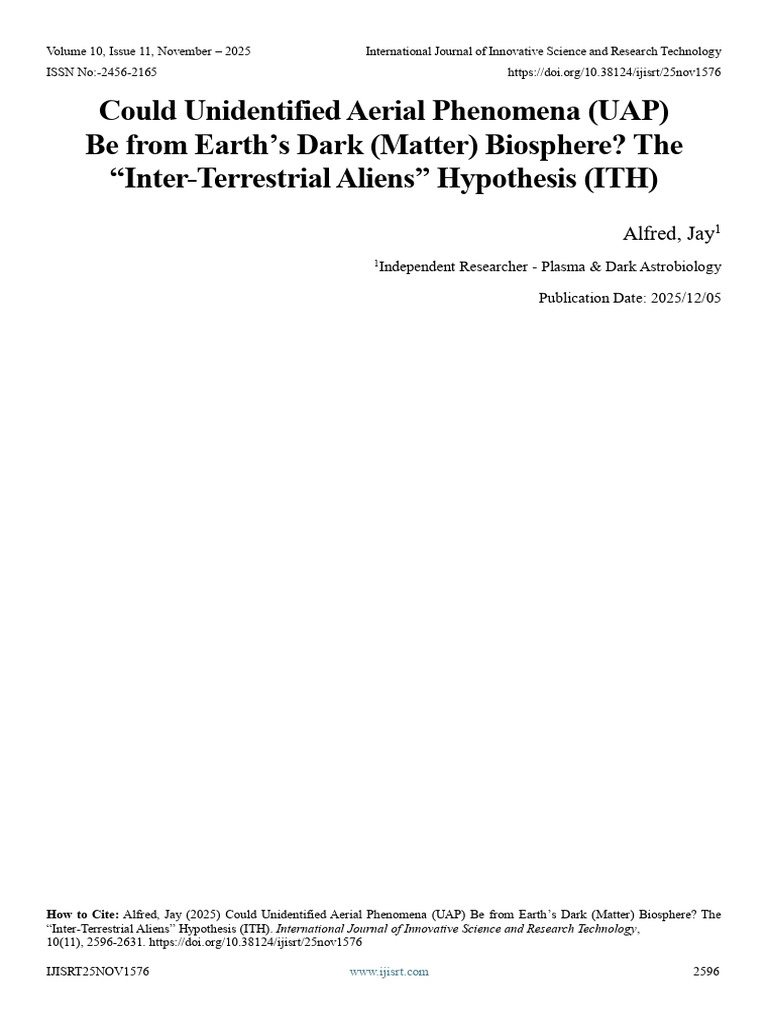UAPs: The Inter-Terrestrial Aliens Hypothesis | PDF | Unidentified ...