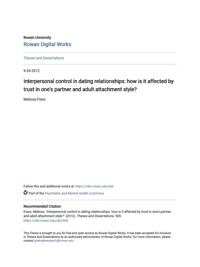 Interpersonal Control in Dating Relationships - How Is It Affected ...