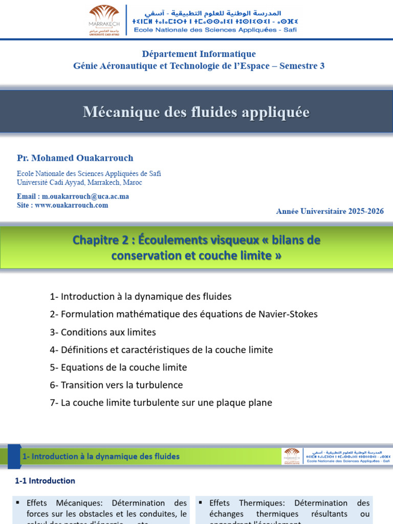 Mécanique des fluides : Écoulements visqueux | PDF | Couche limite ...