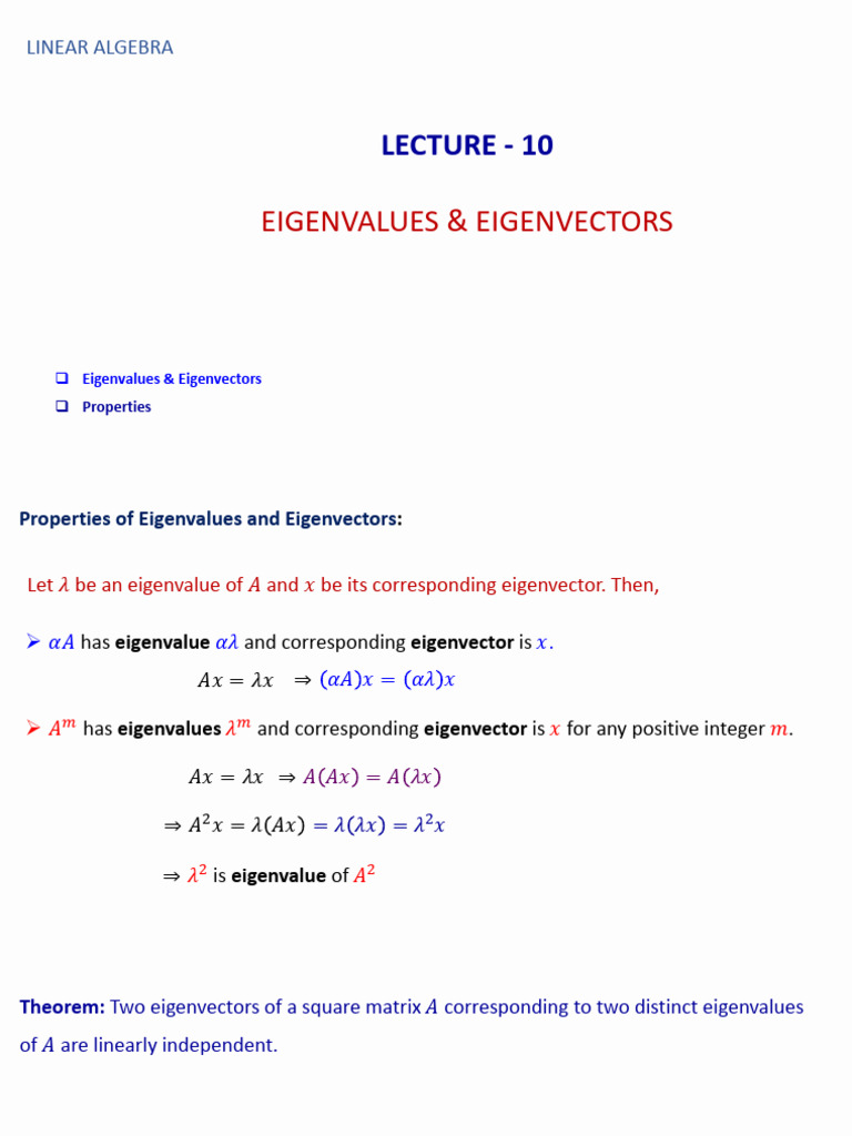 Lecture_9-10_Jan21 | PDF | Eigenvalues And Eigenvectors | Matrix ...