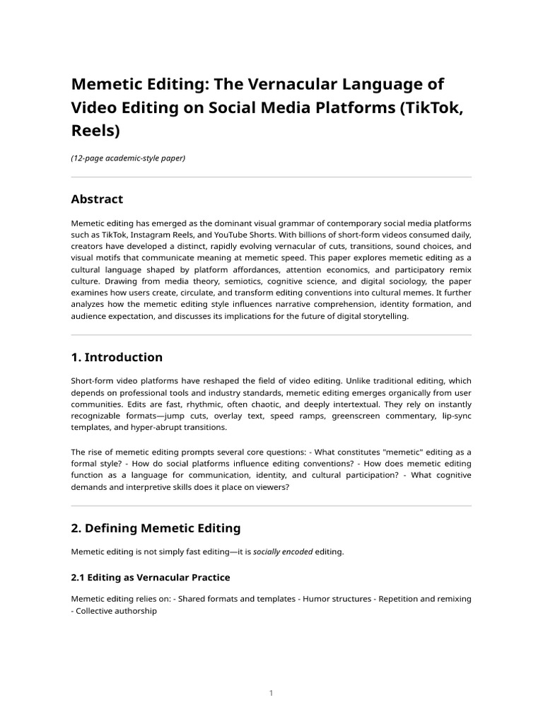 Memetic Editing Vernacular Language | PDF | Meme | Narrative