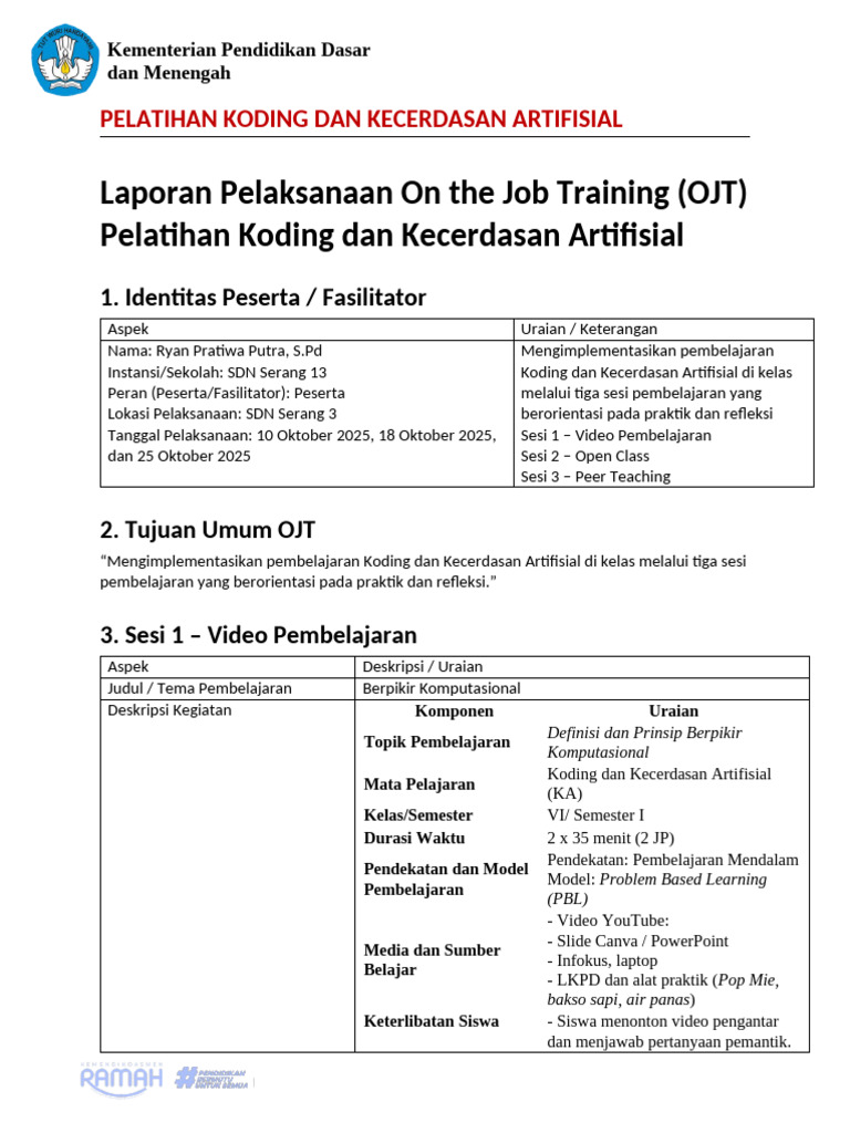 Laporan OJT KKA | PDF