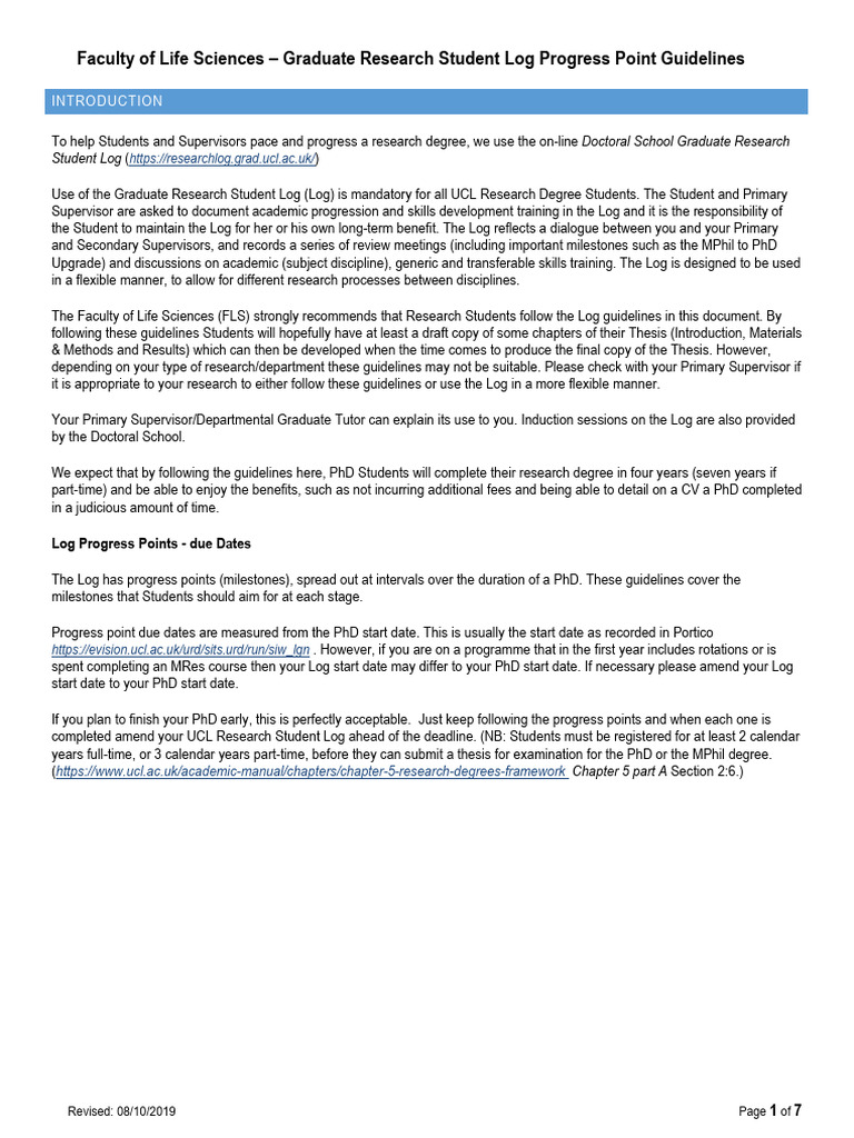 Fls Phd Students - Research Student Log Guidelines 19-20 - Full-time 0 ...