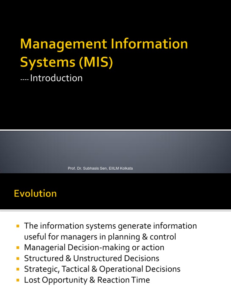 Management Information Systems (MIS) - Introduction | PDF | System ...