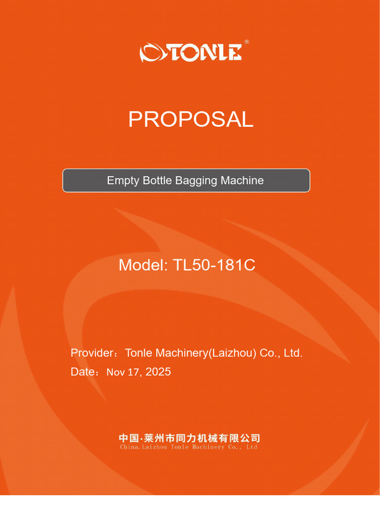 Proposal Bagging Machine TL50 181C | PDF