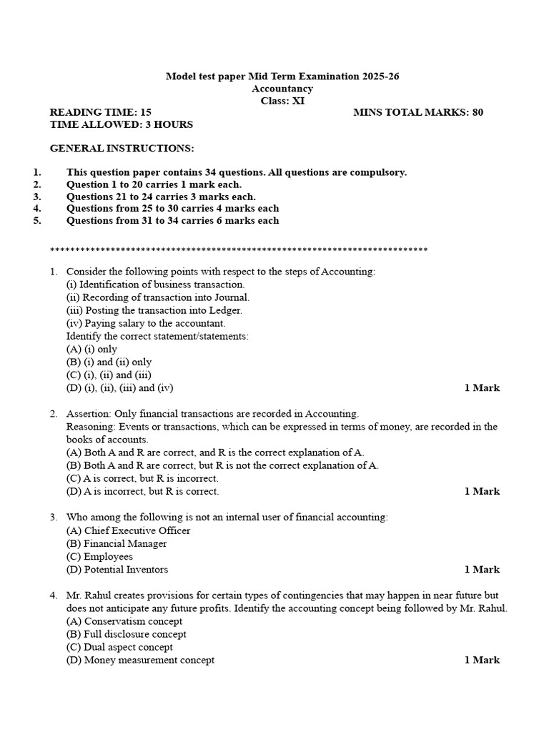 Model Test Paper Grade 11 | PDF | Debits And Credits | Business